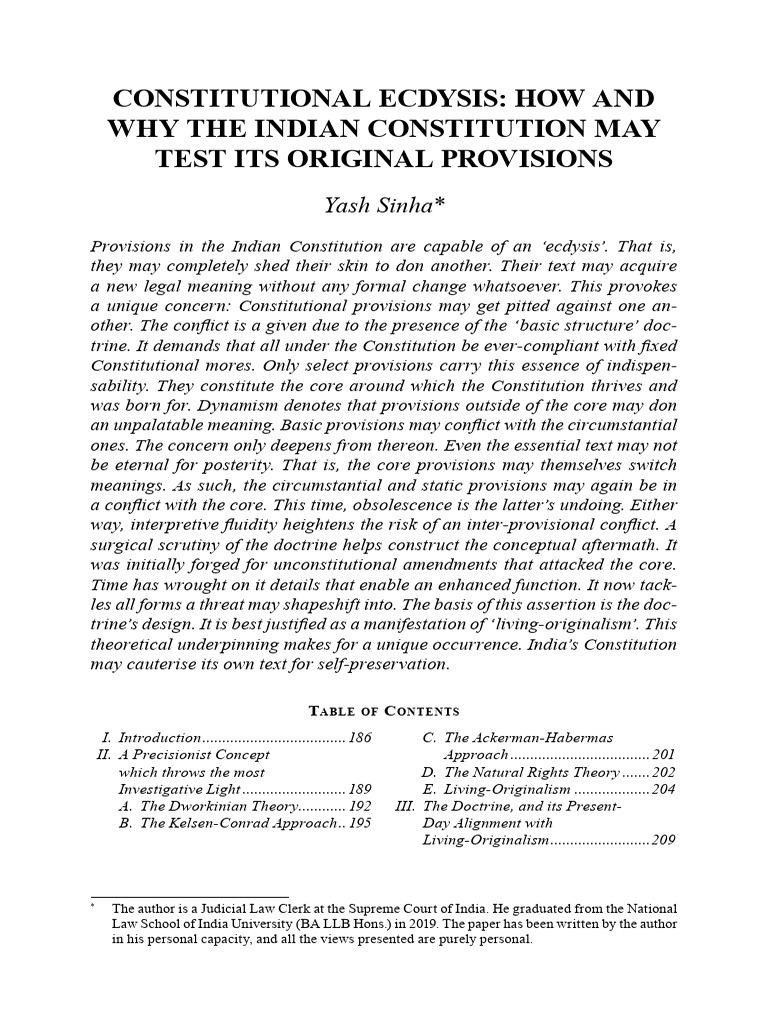 Constitutional Ecdysis: How and Why The Indian Constitution May Test ...