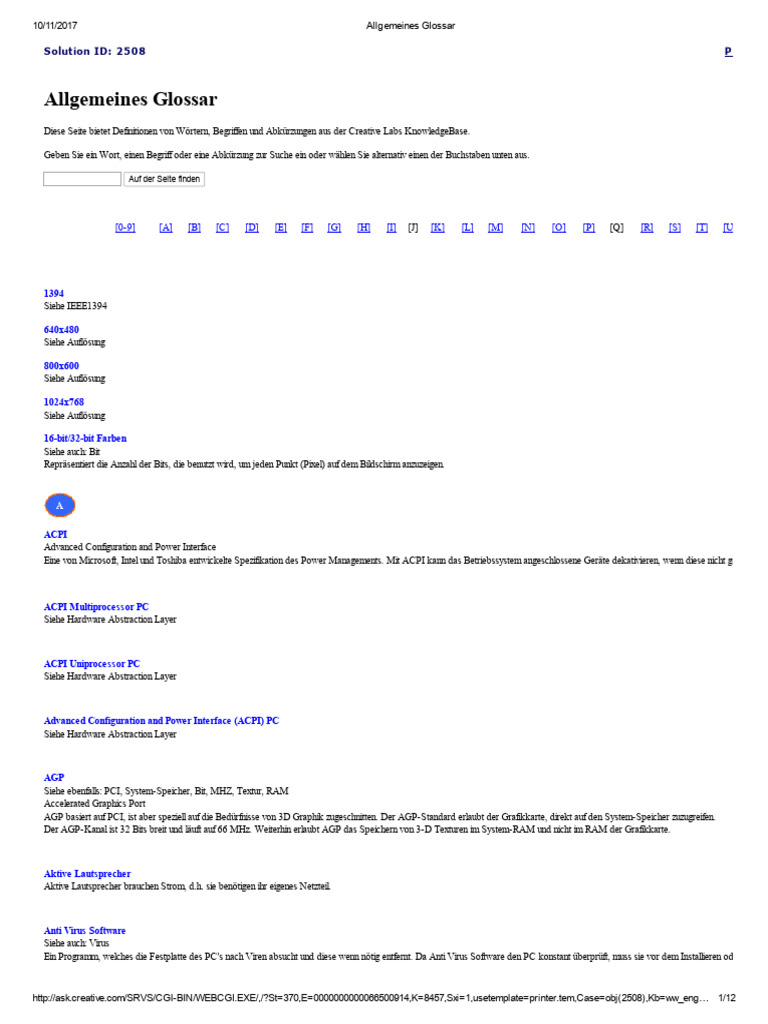 Allgemeines Glossar | PDF