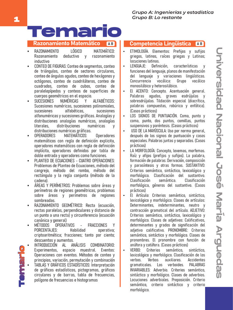 Temarios Unajma | PDF