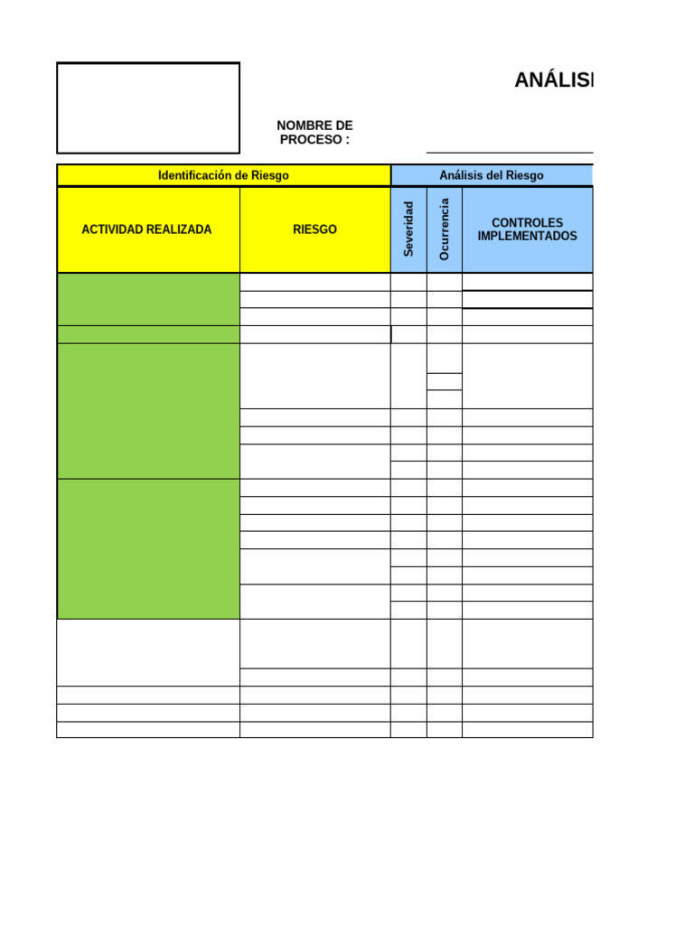 Formato Analisis de Riesgo | PDF | Riesgo | Evaluación de riesgos