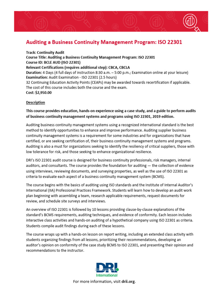 Drii - Iso 22301 | PDF