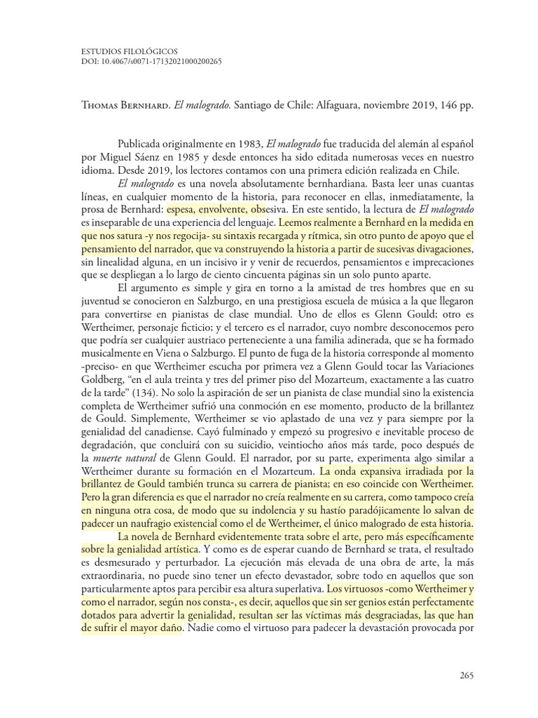 Resena El Malogrado | PDF