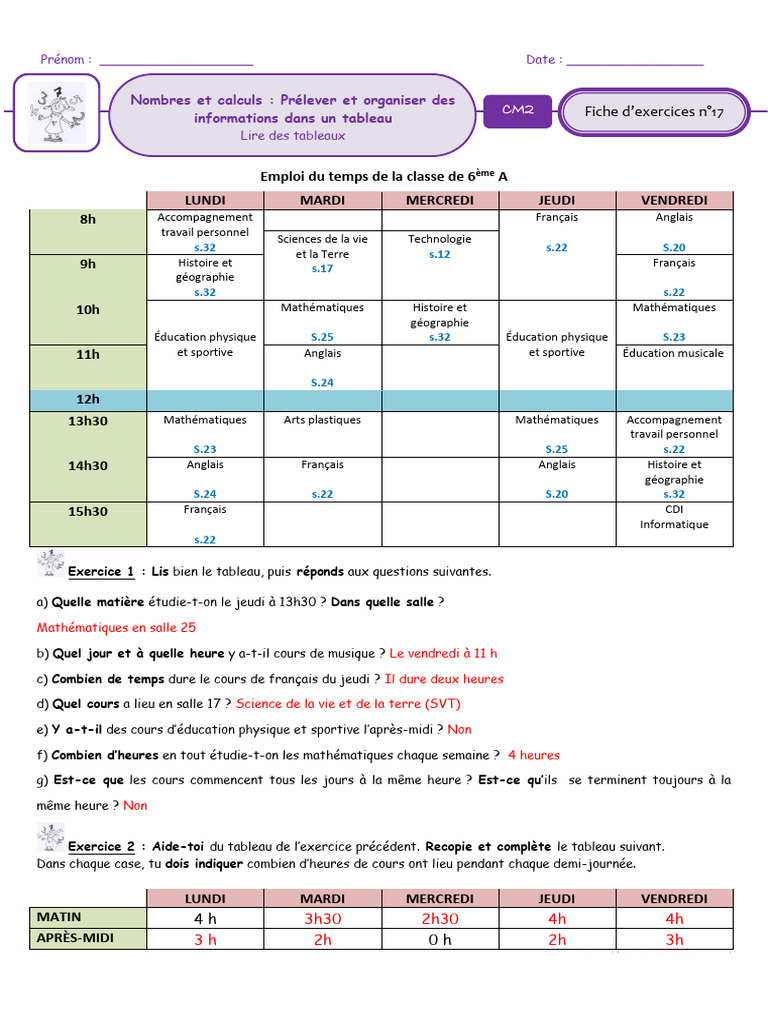 Correction Lire Un Tableau | PDF