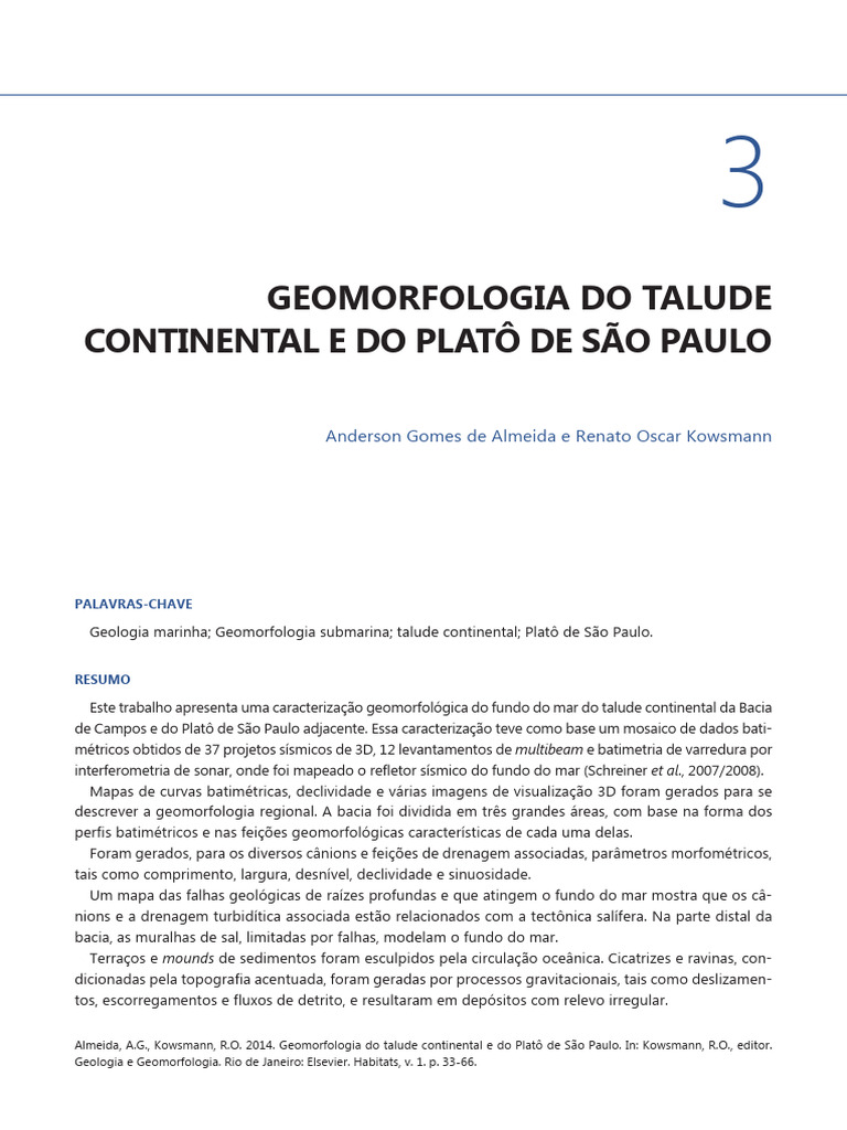 3 - GEOMORFOLOGIA DO TALUDE CONTINENTAL E DO PLAT - 2015 - Geologia e ...