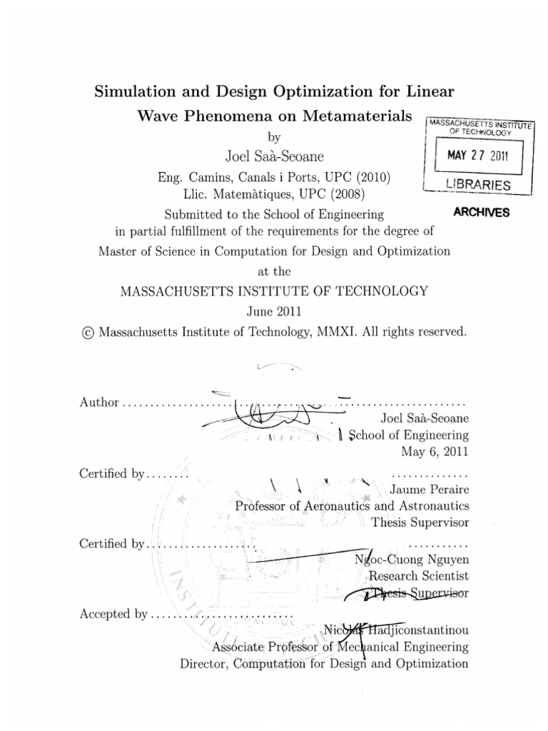 Simulation and Design Optimization For Linear: Wave Phenomena On Metamaterials | PDF