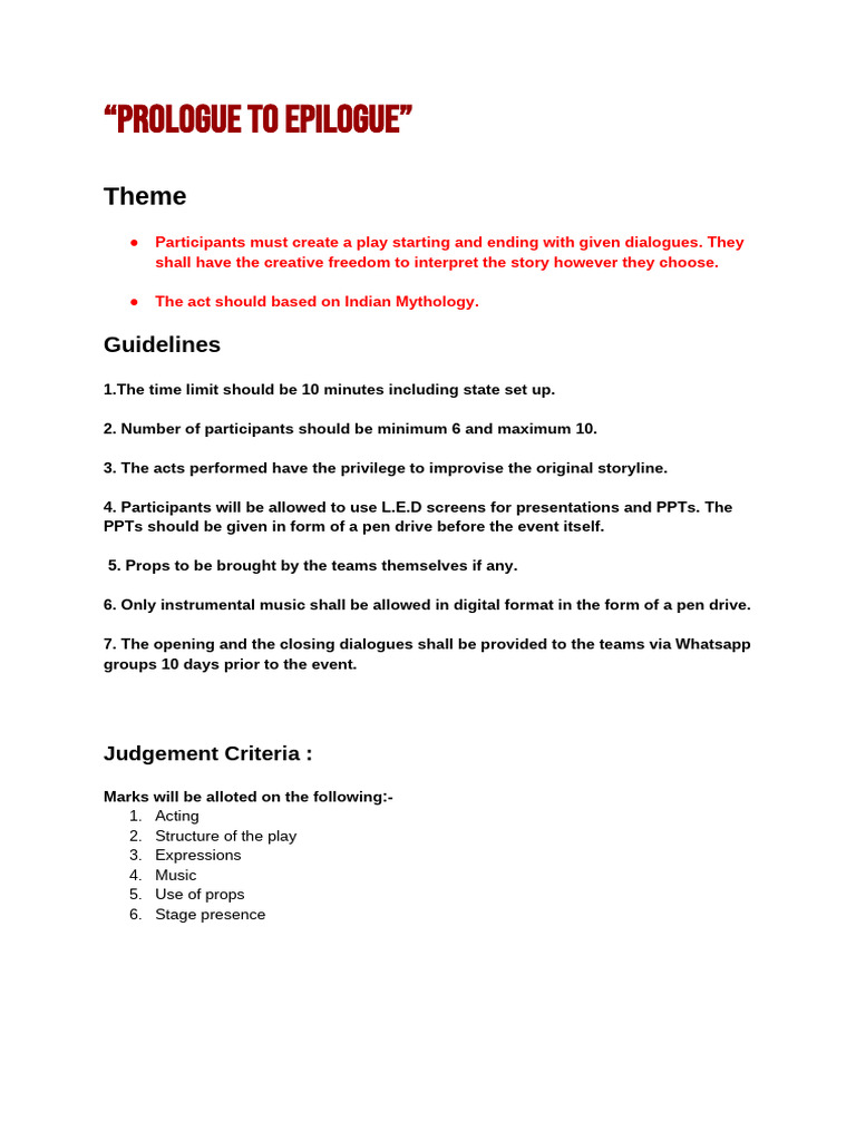 Prologue To Epilogue | PDF