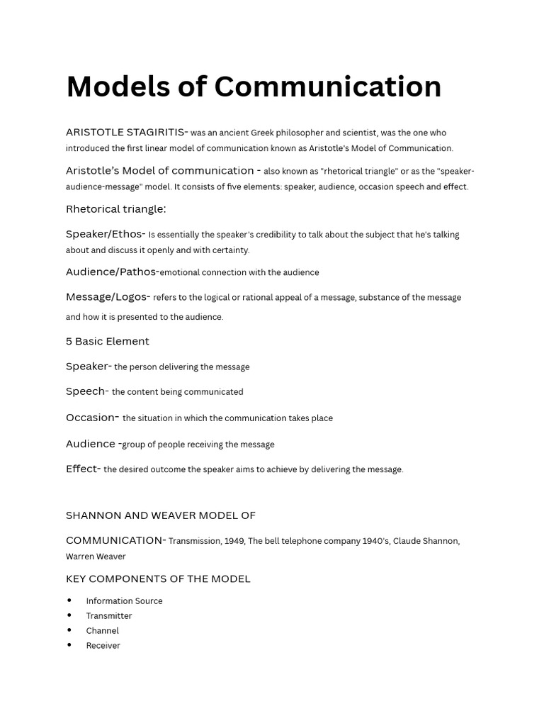 Models of Communication | PDF