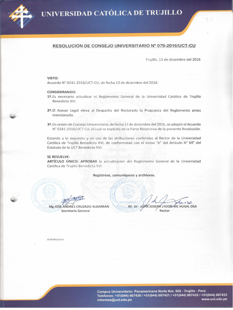 20 Reglamento GENERAL UCT Res 79-2016 CU | PDF