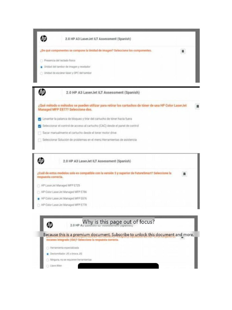 2.0 HP A3 Laserjet ILT Assessment | PDF