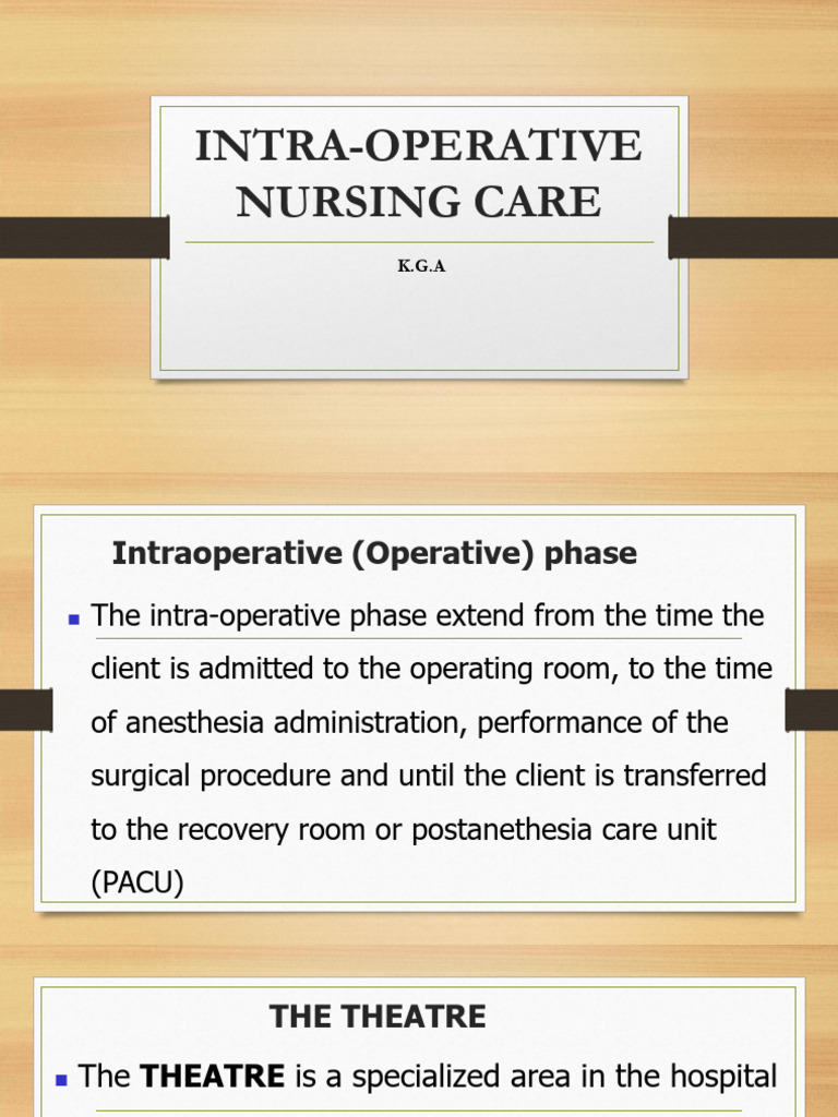 Intra-Operative Nursing Care | PDF
