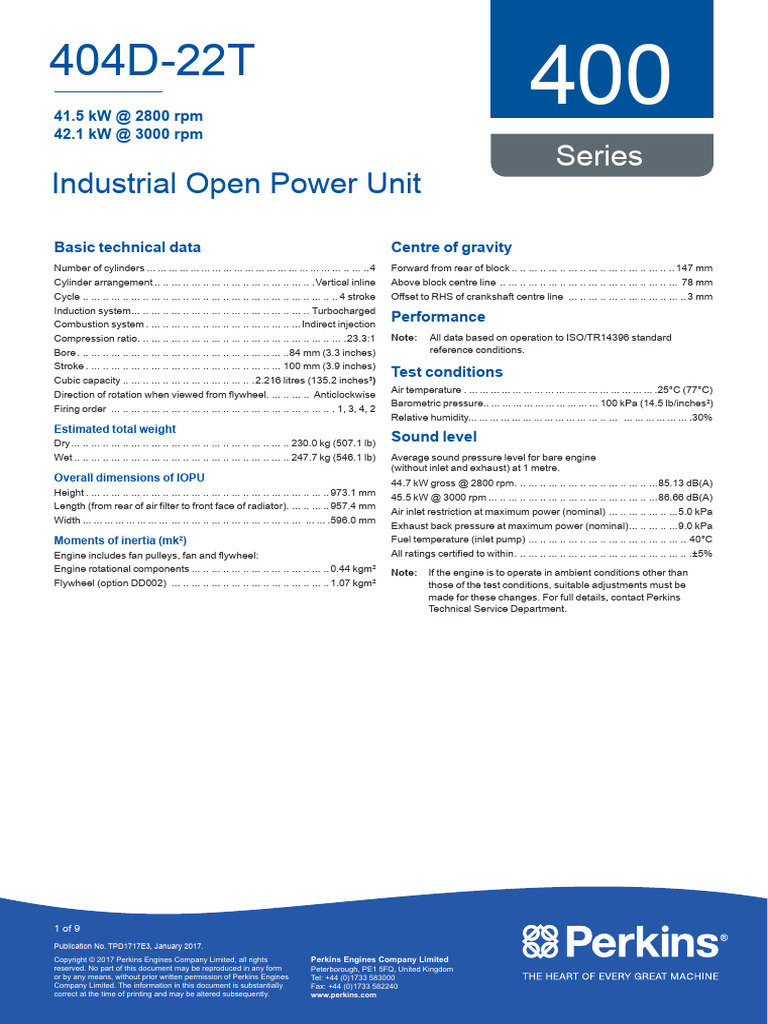 TDS 404D-22T at 2800 at 3000 RPM | PDF | Engines | Horsepower