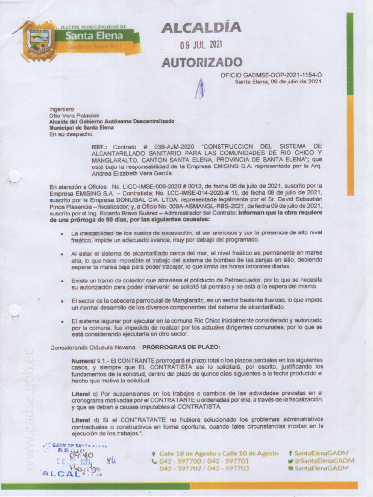 Acta de Ampliacion de Plazo | PDF