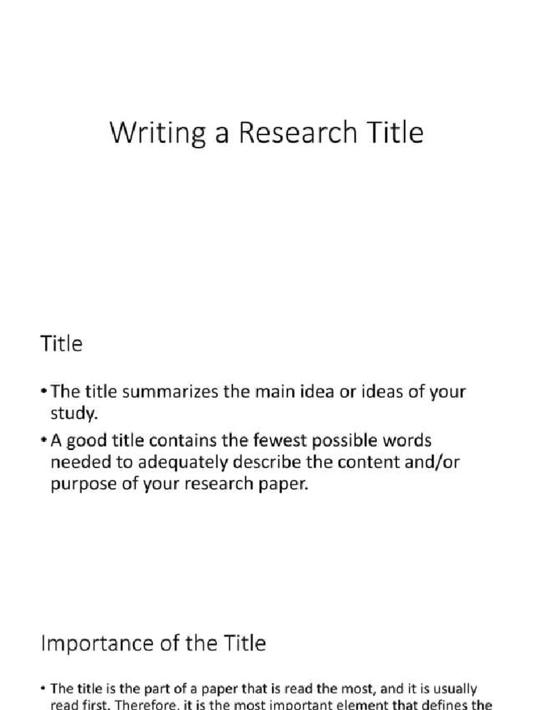 Writing A Research Title | PDF