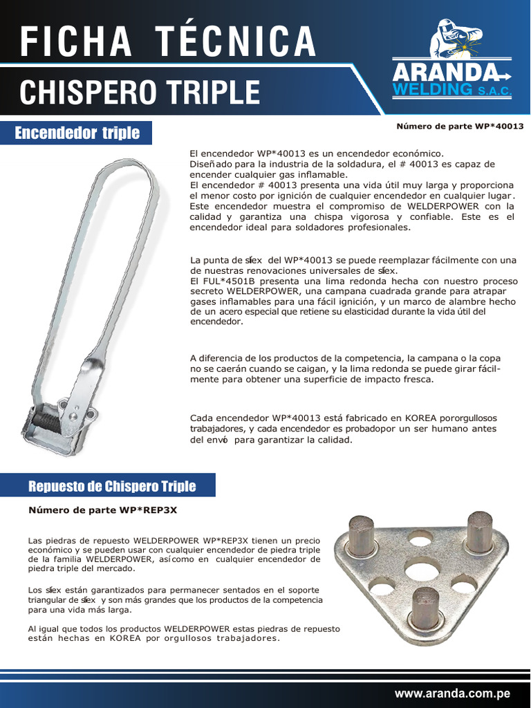 Ficha Tecnica Chispero Triple | PDF