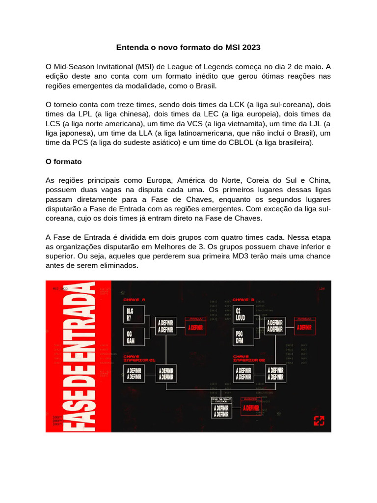 Entenda o Novo Formato Do MSI 2023 | PDF