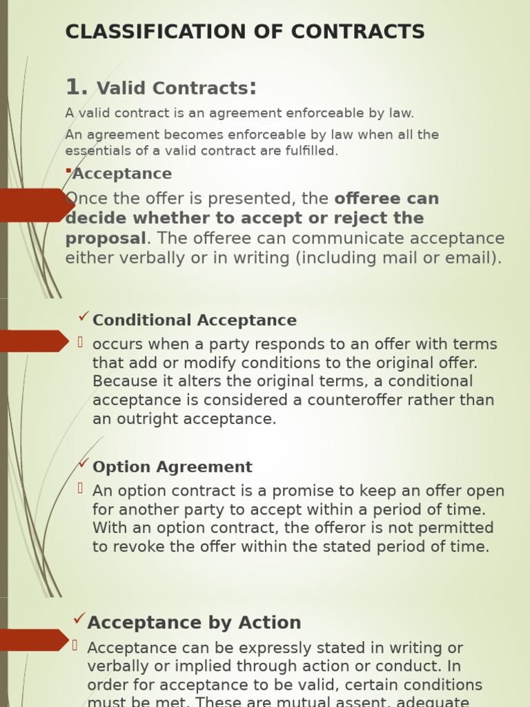 Classification of Contracts | PDF