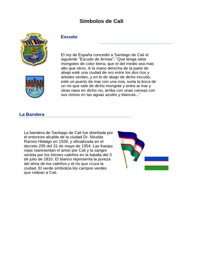 Símbolos de Cali | PDF | Viajes y turismo | Historia