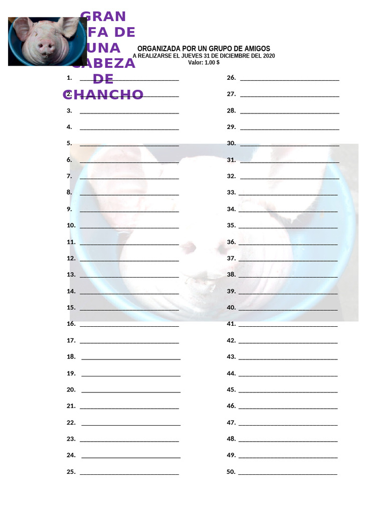 Rifa 50 Numeros Cabeza de Chancho | PDF | Informática | Tecnología