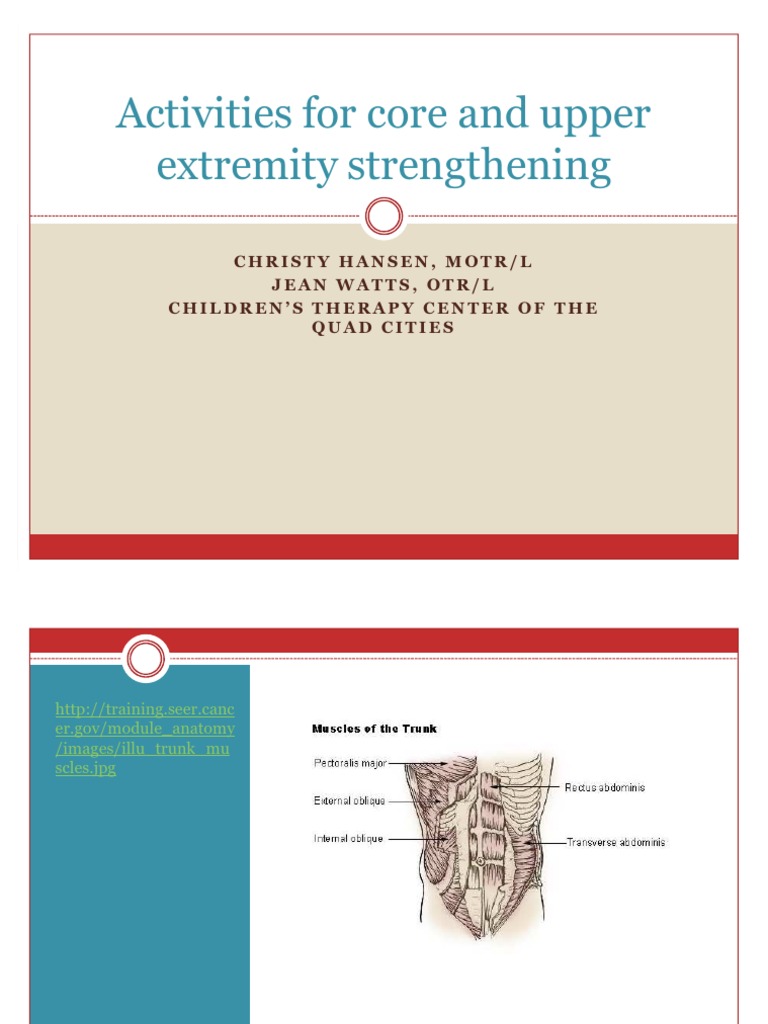 Activities For Core and Upper Extremity Strengthening | PDF
