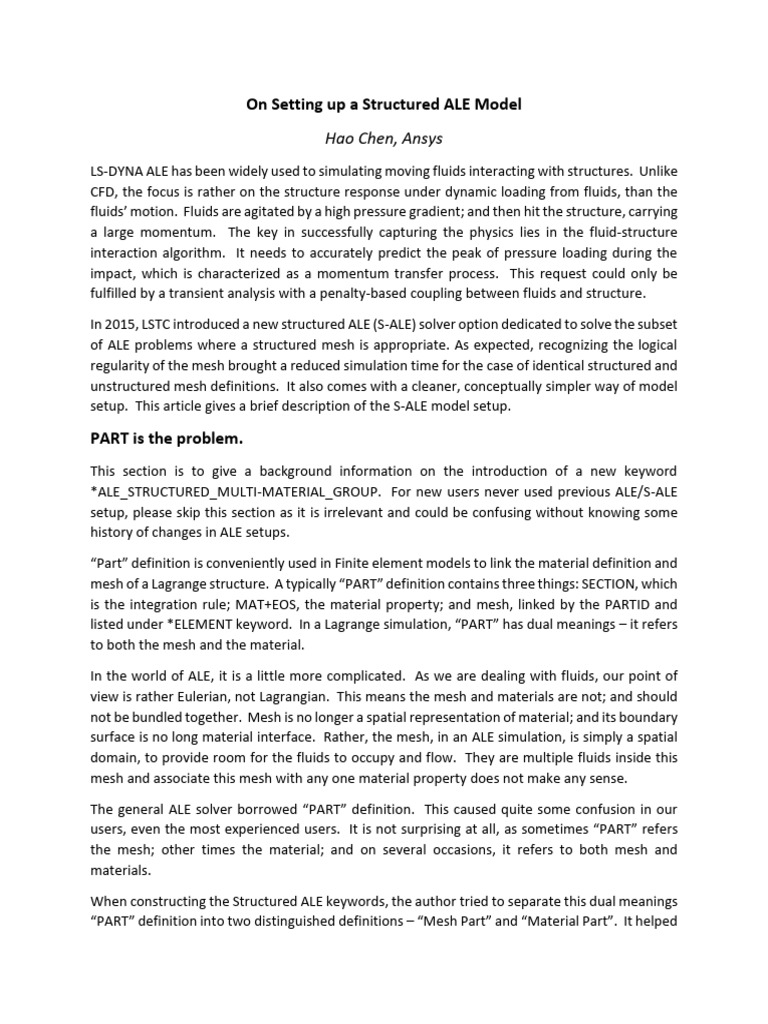 Structured ALE Tutorial 1 | PDF