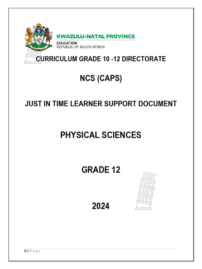 KZN JIT Physical Sciences Grade 12 Learner Document 2024 | PDF
