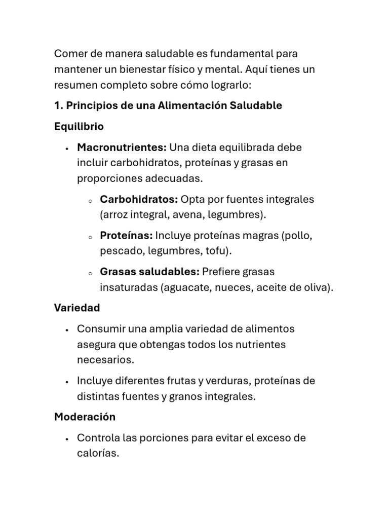 Guía para Comer Saludable y Nutritivo | PDF | Alimentos | Vegetales