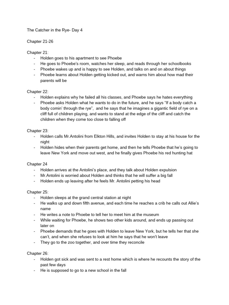 The Catcher in the Rye- Day 4 | PDF