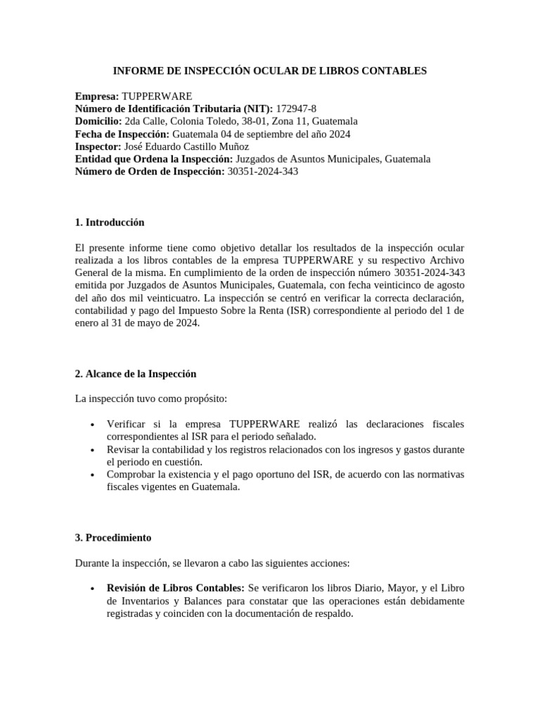 Informe de Inspección | PDF