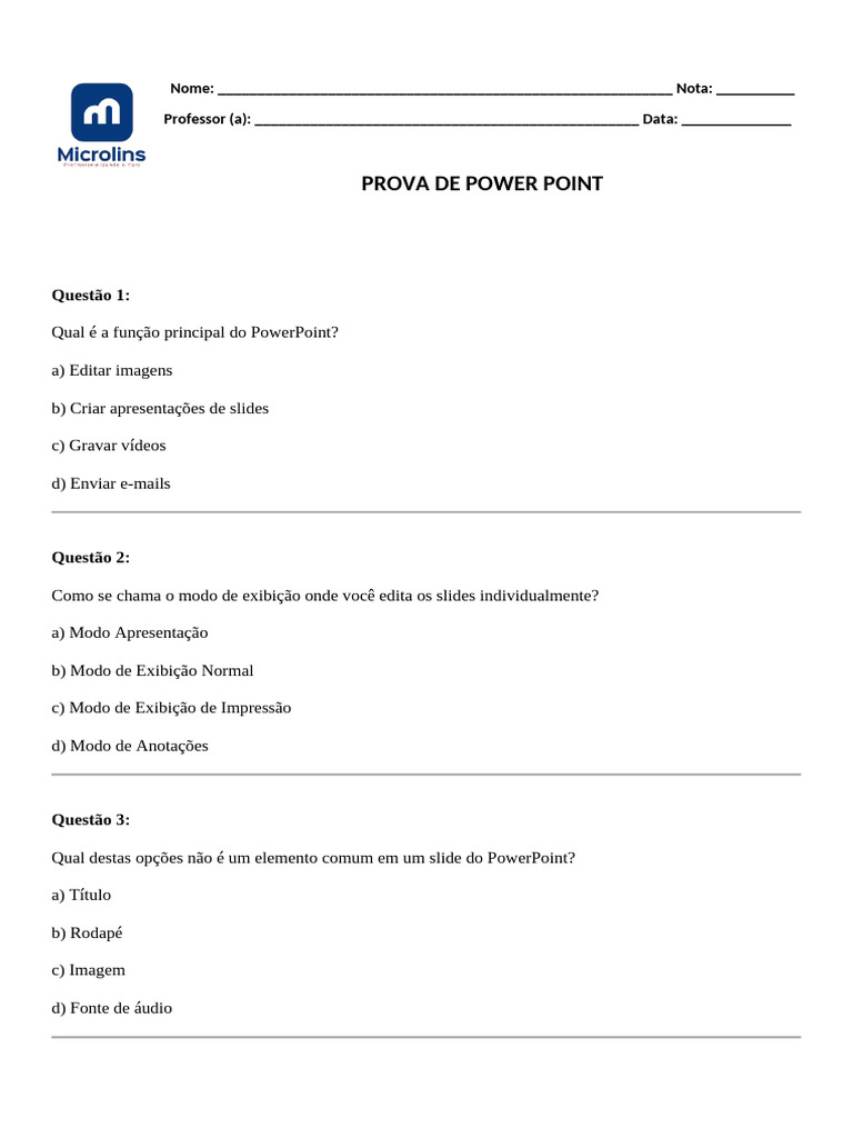 Prova Power Point | PDF