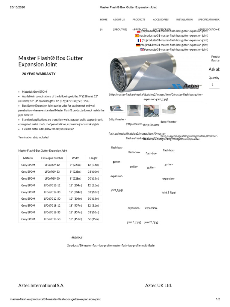 Master Flash® Box Gutter Expansion Joint | PDF