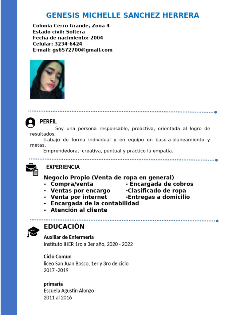 Curriculum GENESIS MICHELLE SANCHEZ HERRERA | PDF