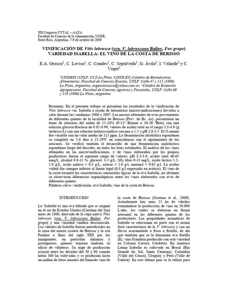 Vin Ificación de Vitis Labrusca | PDF | Vino | Fermentación