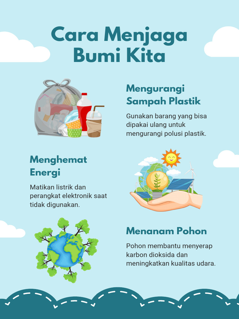 Cara Menjaga Bumi Kita Dokumen A4 Biru Dan Putih Gaya Ilustratif | PDF