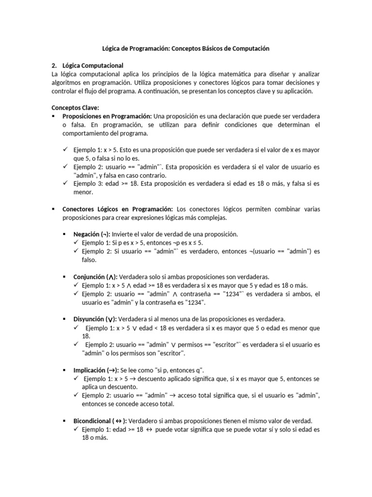 II Lógica de Programación - Conceptos Básicos de Computación | PDF