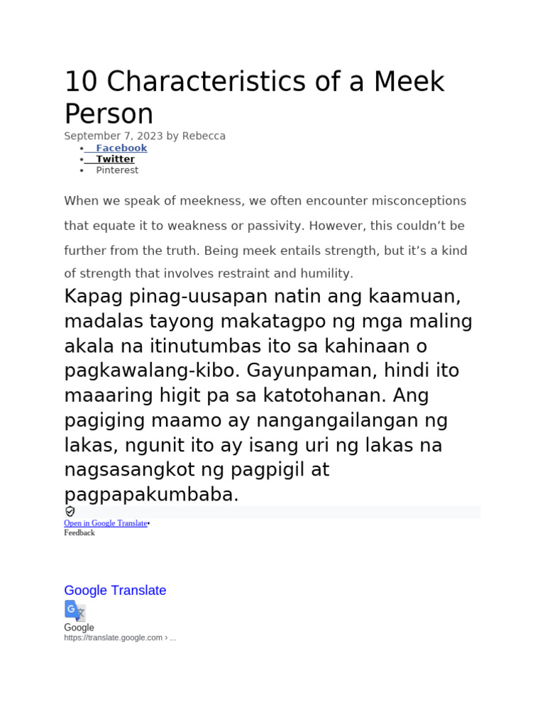 10 Characteristics of A Meek Person | PDF
