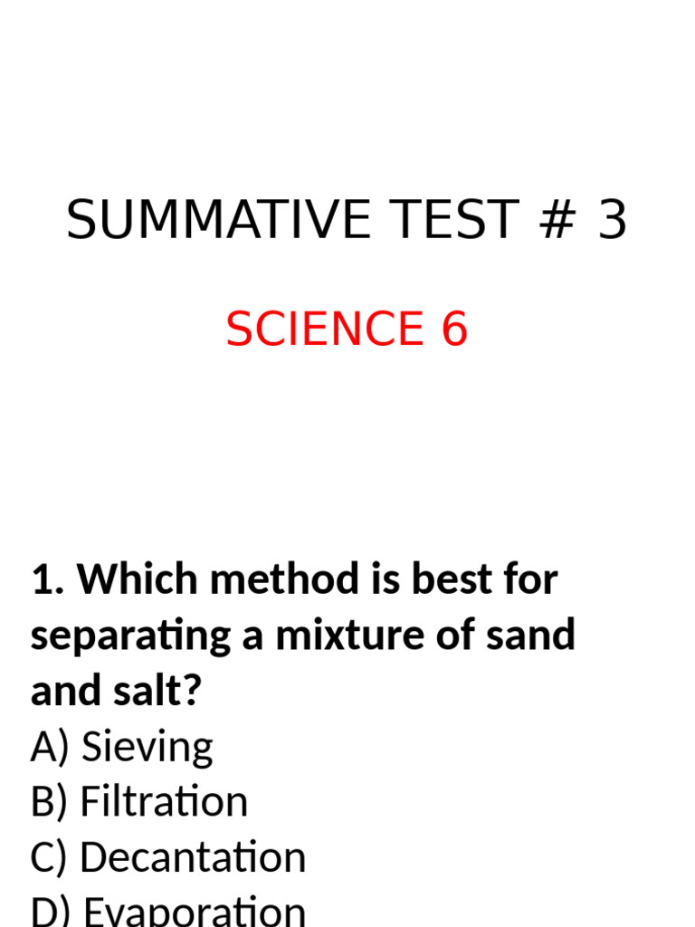 Summative Test Science | PDF