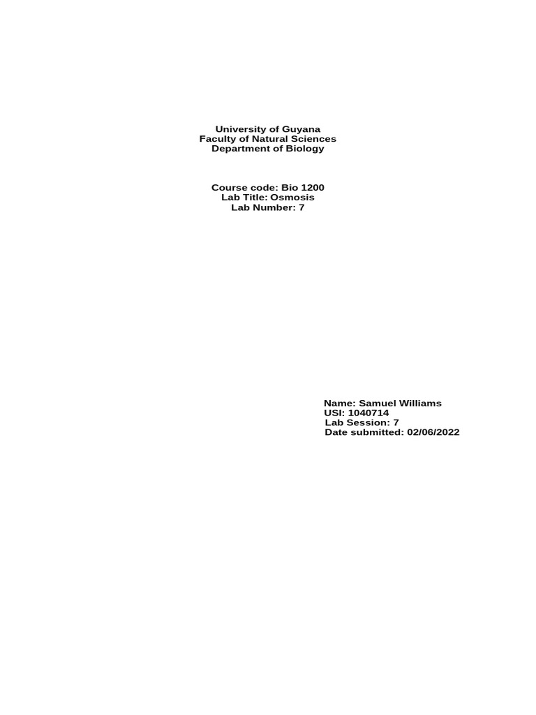 Bio 1200 Lab 7 - 2022 | PDF