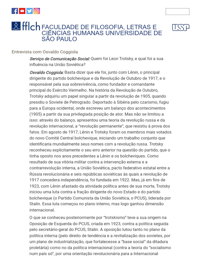 Assassinato de Trotsky - Entrevista Com Osvaldo Coggiola | PDF