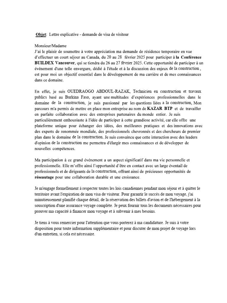 Lettre explicative | PDF