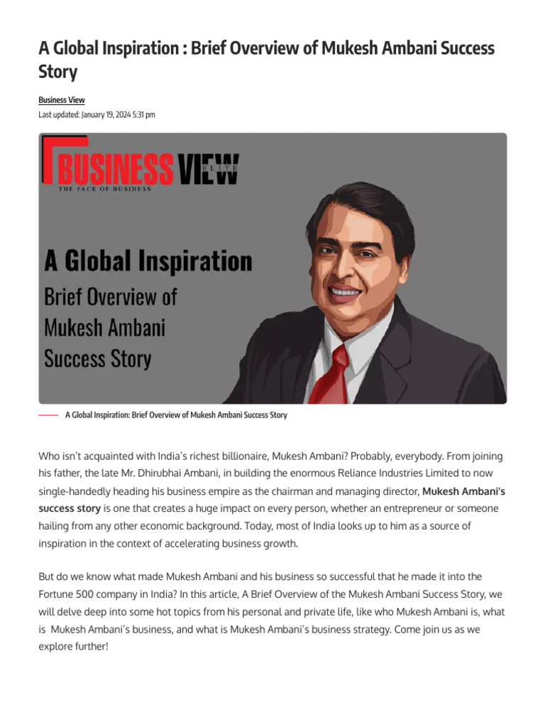 Mukesh Ambani Success Story - BVE | PDF