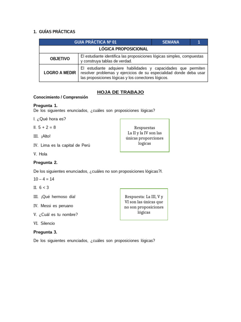 Semana 1 Guia de Practica Logico | PDF