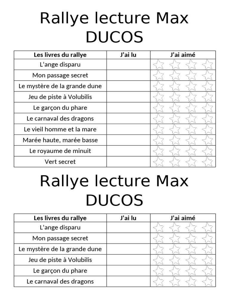 Rallye Lecture Max Ducos: Livres et Avis | PDF | General Fiction