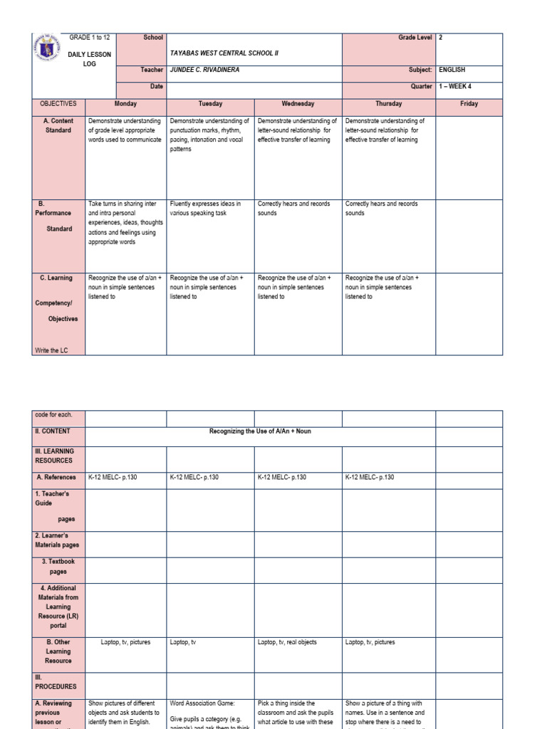 WEEK4 DLL ENGLISH | PDF