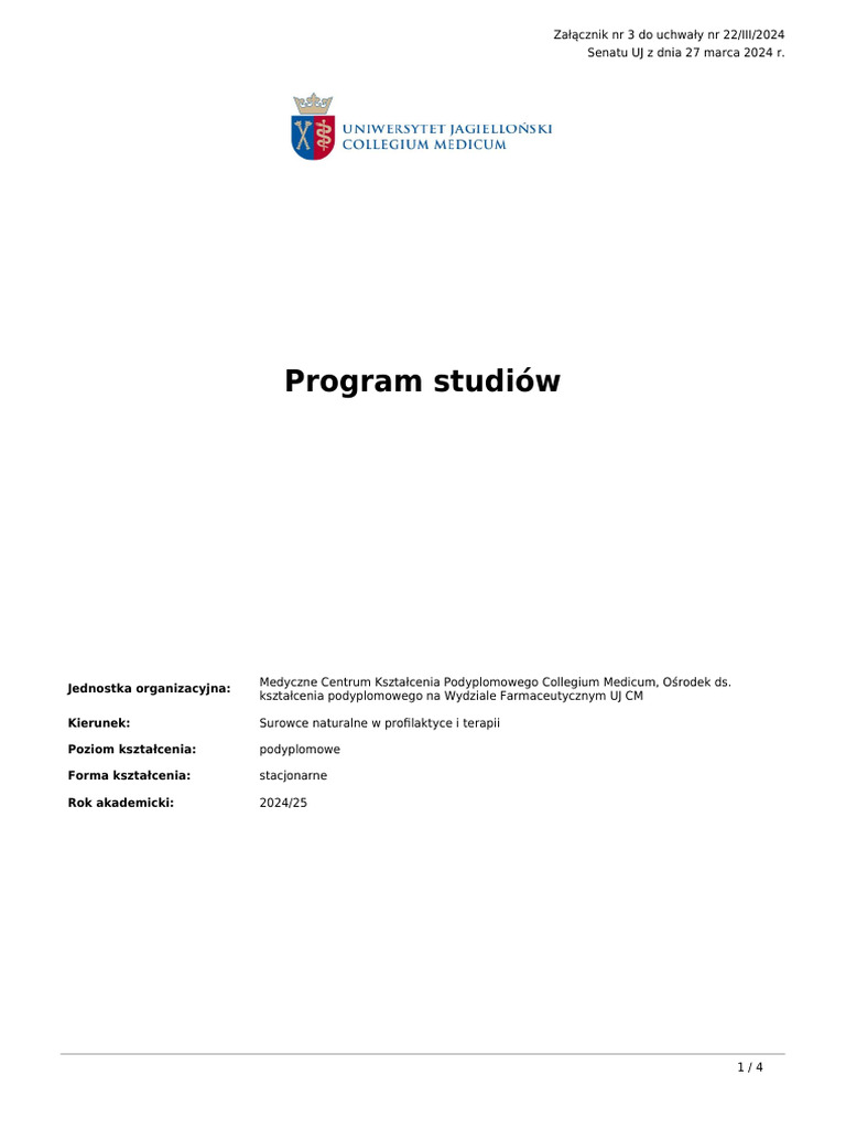 Program Studiow Podyplomowych | PDF