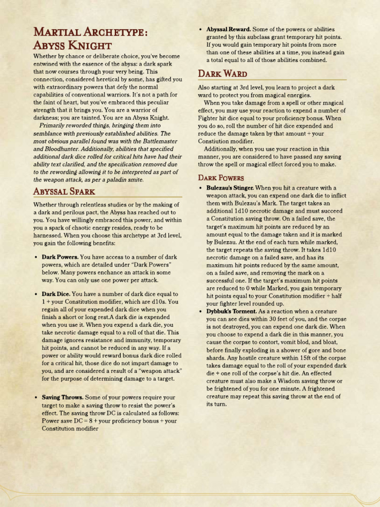 Revised Abyss Knight | PDF