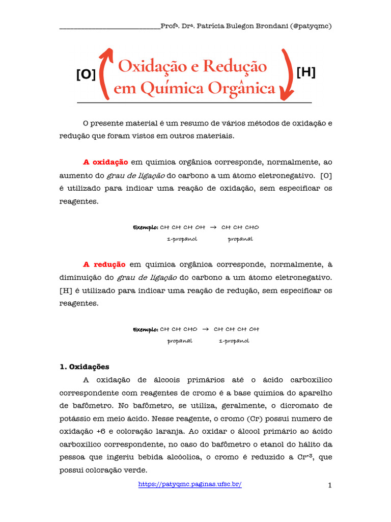 Oxidação e Redução em Química Orgânica 2 | PDF