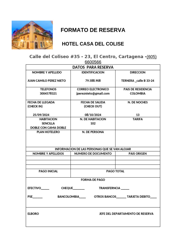 11-Formato de Reserva | PDF