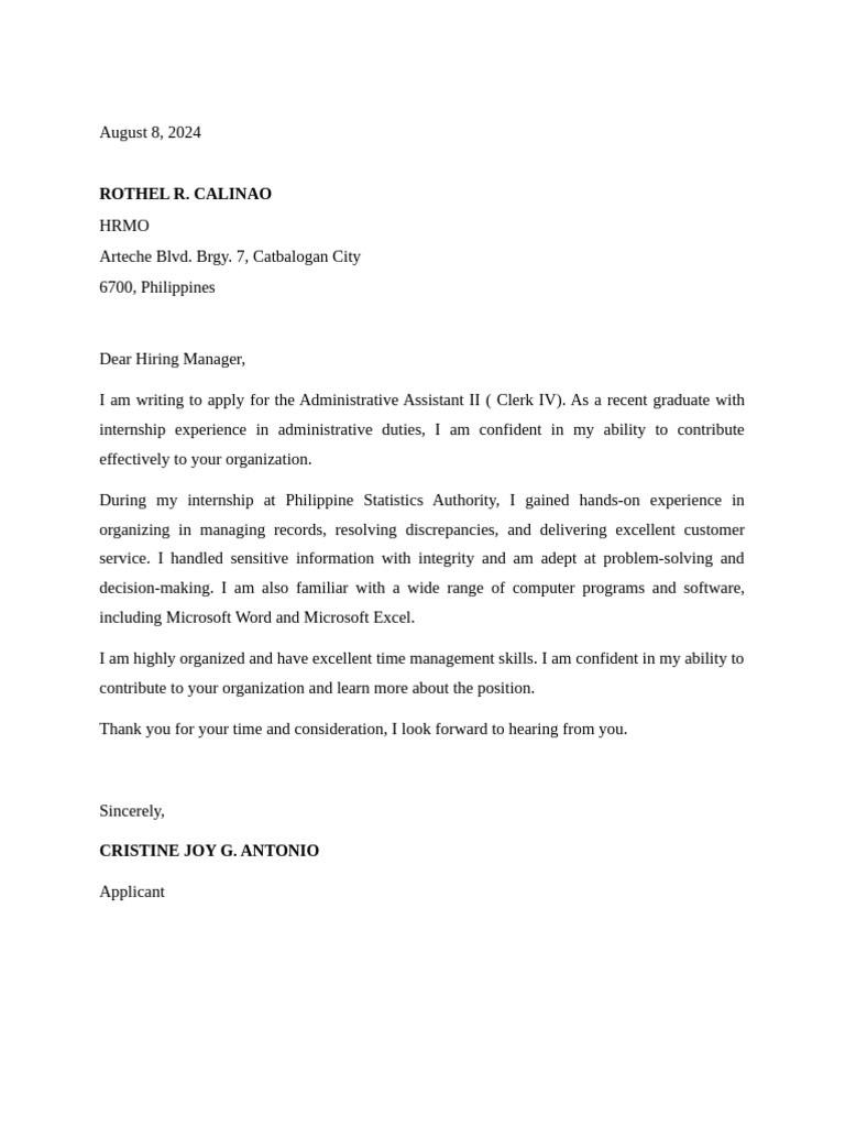 Application Letter For PAO | PDF