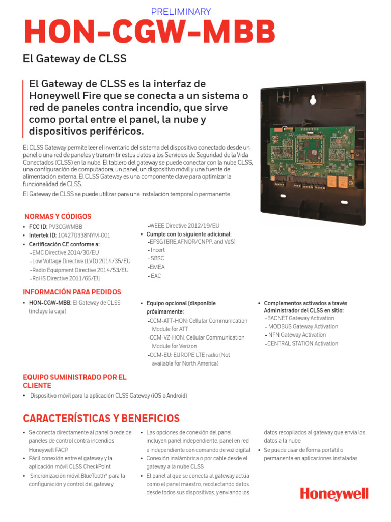 HON CGW MBB Ficha Técnica | PDF