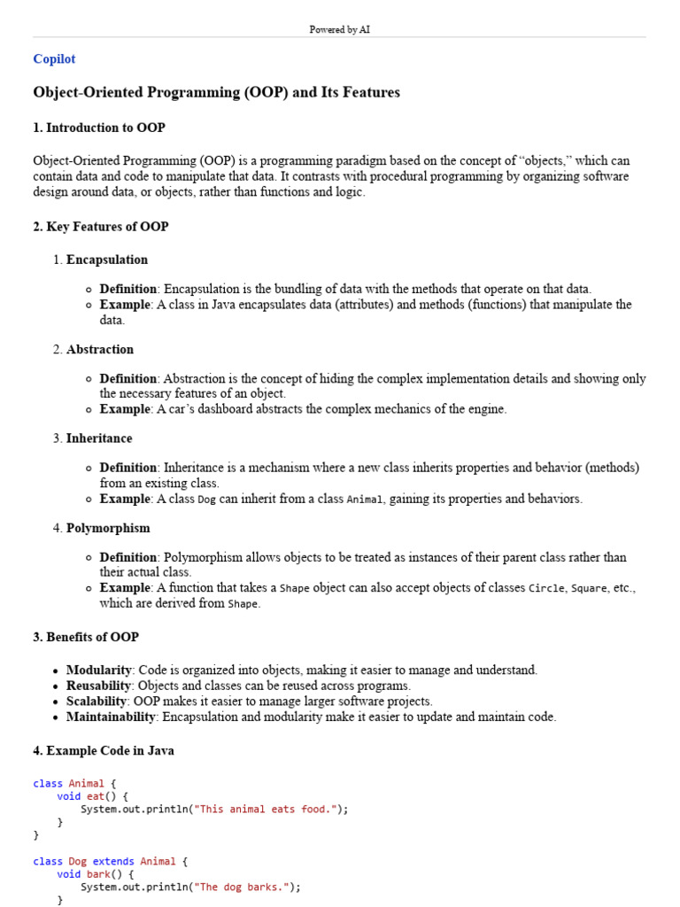 Object-Oriented Programming (OOP) and Its Features: Copilot | PDF ... Object-Oriented Programming (OOP) and Its Features: Copilot | PDF ...